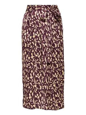 Velvet By Graham & Spencer Juno Printed Satin Midi Skirt - Multicoloured