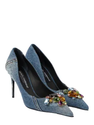 DOLCE & GABBANA Dolce&Gabbana Crystal-Embellished Denim Pumps