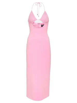 David Koma Crystal-embellished Cutout Midi Dress - Pink
