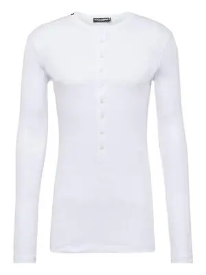 Dolce & Gabbana Re-edition Cotton Jersey Henley Shirt - White