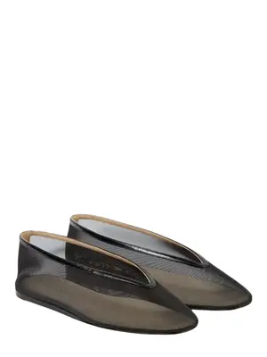 Le Monde Beryl Luna Leather-trimmed Mesh Ballet Flats - Black