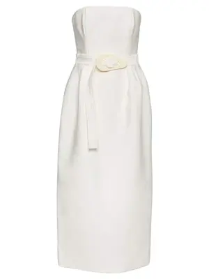 ADRIANA DEGREAS Strapless Midi Dress - White