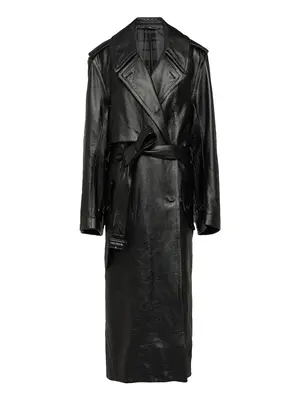 Balenciaga Cocoon Leather Trench Coat - Black