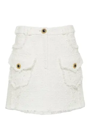 Balmain Tweed Mini Skirt - White
