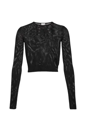 Saint Laurent Ribbed-knit Crop Top - Black