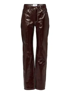 MARINE SERRE Ombré High-rise Leather Pants - Red