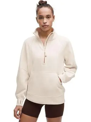 Lululemon Scuba Oversized Funnel-neck Half Zip - Heathered Light Ivory/gold