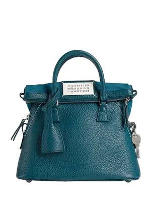 MAISON MARGIELA MAISON MARGIELA Pebbled Leather And Canvas Tote Bag Deep Jade