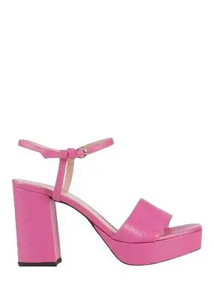POLLINI Leather Ankle Strap Sandals - Magenta