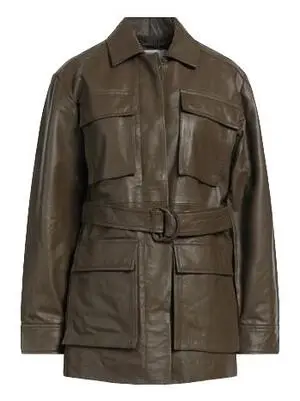 MUUBAA Military Leather Jacket - Green