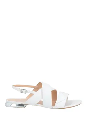 BALDININI Leather Ankle Strap Sandals - White