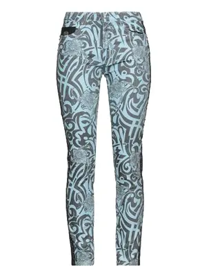 John Richmond Floral-print Slim-leg Trousers - Blue