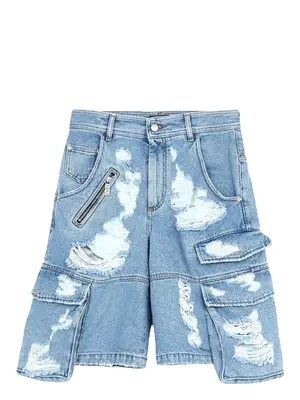 Gcds Denim Cargo Shorts - Blue