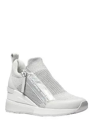 Michael Kors Willis Metallic Stretch Knit Trainers Silver