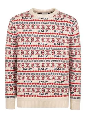 Bally Patterned Intarsia Wool Jumper - Neutrals