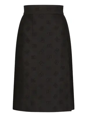 Dolce & Gabbana Monogram Jacquard Midi Skirt - Black