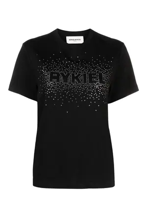 Sonia Rykiel Paris Beaded Logo T-shirt - Black