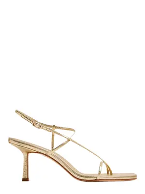 Studio Amelia Cross Front Laminated Leather Sandals - Gold