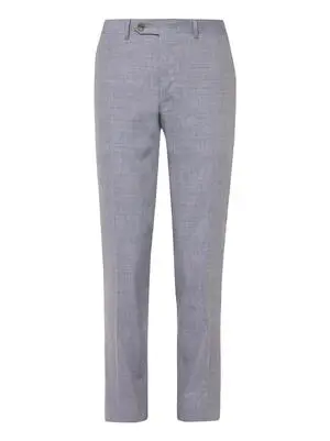 Canali Kei Slim-fit Linen And Wool-blend Suit Trousers - Blue