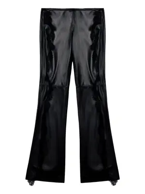 Off-White Lace-trim Leather Trousers - Black