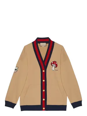 Gucci Embroidered Jersey Cardigan - Tan