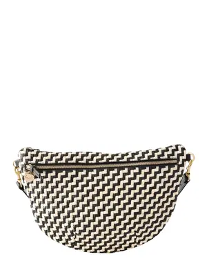 Clare V. Grande Fanny Pack - Black & Cream Woven Zig-zag