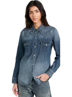 NILI LOTAN Travis Denim Shirt - Classic Wash