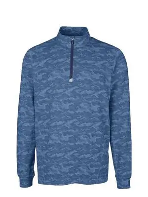 Cutter & Buck Traverse Camo Quarter Zip Pullover - Navy Blue