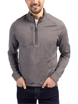Cutter & Buck Adapt Heather Quarter Zip Pullover - Black Heather