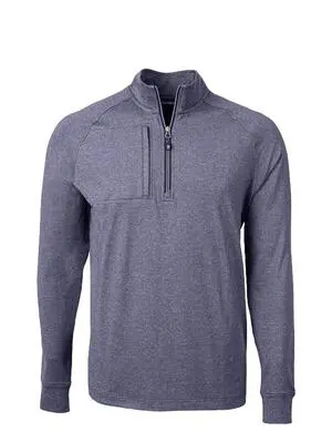 Cutter & Buck Adapt Heather Quarter Zip Pullover - Navy Blue Heather