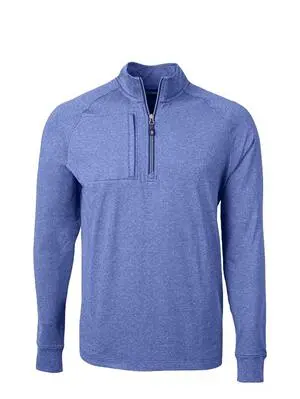 Cutter & Buck Adapt Heather Quarter Zip Pullover - Tour Blue Heather