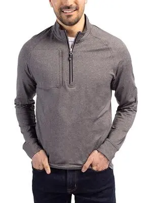 Cutter & Buck Adapt Heather Quarter Zip Pullover - Black Heather