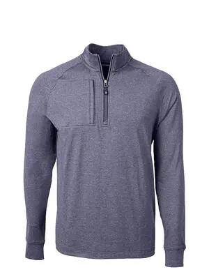 Cutter & Buck Adapt Heather Quarter Zip Pullover - Navy Blue Heather