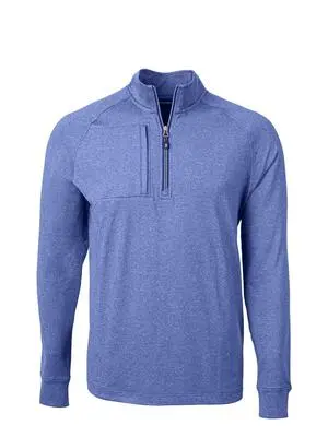 Cutter & Buck Adapt Heather Quarter Zip Pullover - Tour Blue Heather