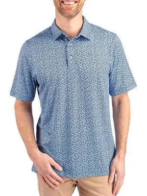 Cutter & Buck Magnolia Scatter Print Performance Polo - Atlas/navy Blue