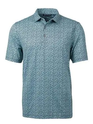 Cutter & Buck Magnolia Scatter Print Performance Polo Fresh Mint/navy Blue