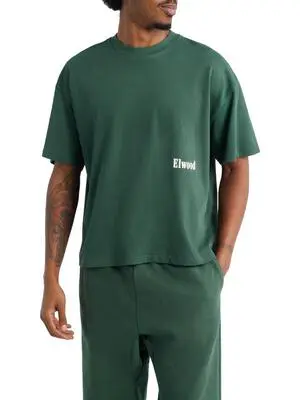 ELWOOD Boxy Heavyweight Cotton Crop T-shirt - Emerald