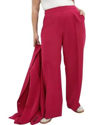City Chic Alexis High Waist Wide Leg Pants - Deep Rose
