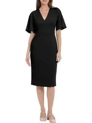 Maggy London Flutter Sleeve Midi Dress - Black