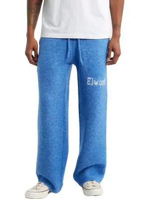 ELWOOD Intarsia Logo Baggy Sweatpants - Blue