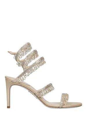 Rene Caovilla Leather Chandelier Sandals 80 - Beige