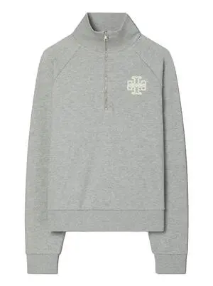 Tory Burch Tory Burch Heavy French Terry Half-Zip Sweatshirt Medium Heather Gray