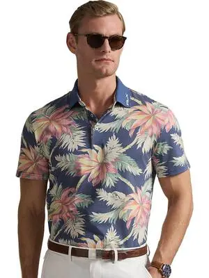 Ralph Lauren Tailored Fit Performance Polo Shirt Old Royal Palm Floral