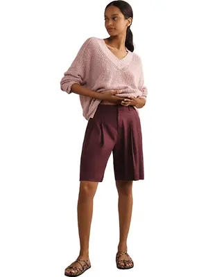 Maeve Avery Pleated Trouser Shorts Purple