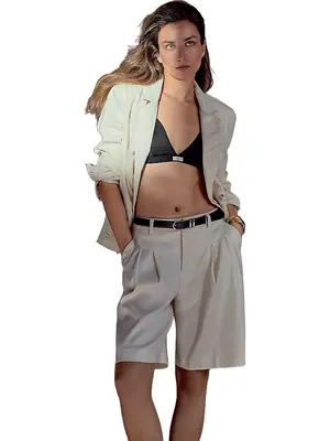 Maeve Avery Pleated Trouser Shorts White