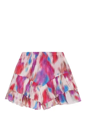 MARANT ETOILE Jocadia Frilly Printed Shorts Beige/raspberry