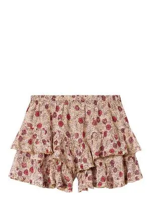 ETOILE Jocadia Floral Print Shorts Ecru-raspberry