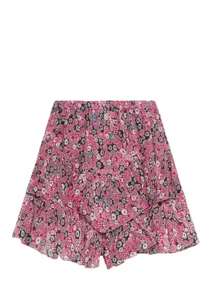 MARANT ETOILE Jocadia Frilly Printed Shorts Raspberry/black