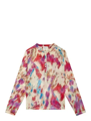 MARANT ETOILE Maria Floral Print Blouse Beige-raspberry