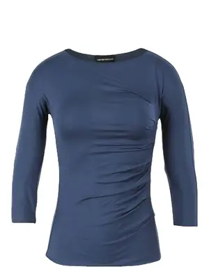 Emporio Armani T-shirt In Viscose And Elastane - Blue